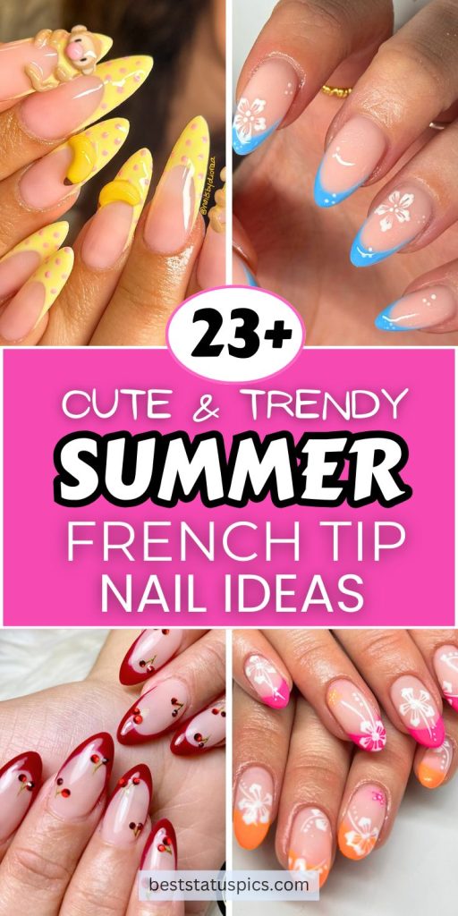23+ Cute & Trendy Summer French Tip Nail Ideas - Best Status Pics ...